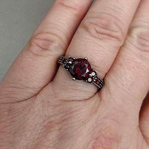 Boutique Emmé | Jewelry | Gothic K Black Gold Filled Lab Ruby Ring ...
